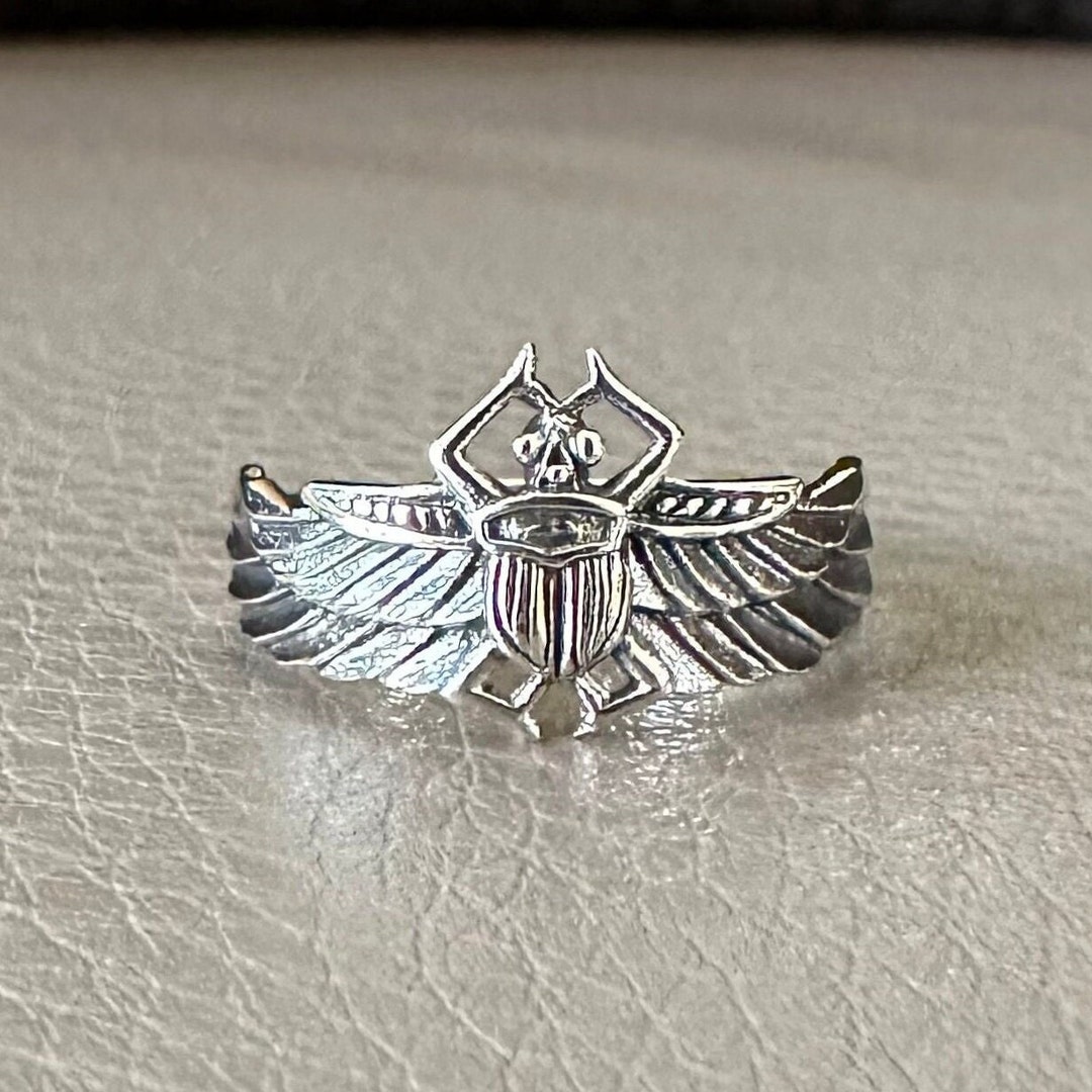Handcrafted 925 Sterling Silver Scarab Ring Ancient Egyptian Beetle Bug ...