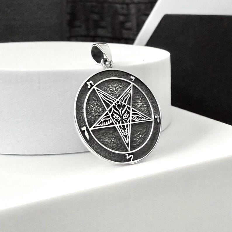 Handcrafted 925 Sterling Silver Baphomet Sigil Pendant Goat Head ...