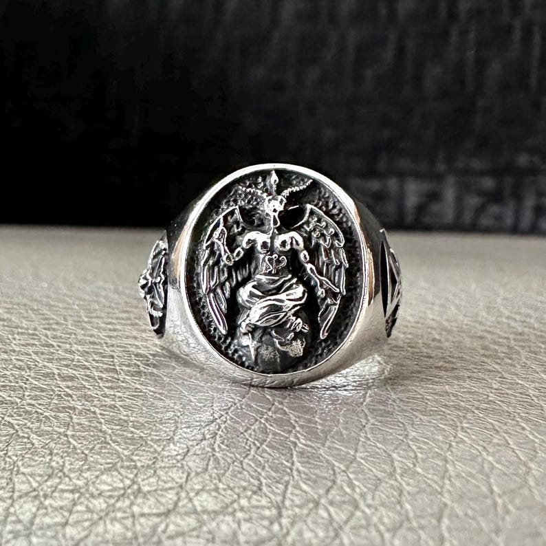 Handcrafted 925 Sterling Silver Baphomet Ring Baphomet Sigil Lucifer ...