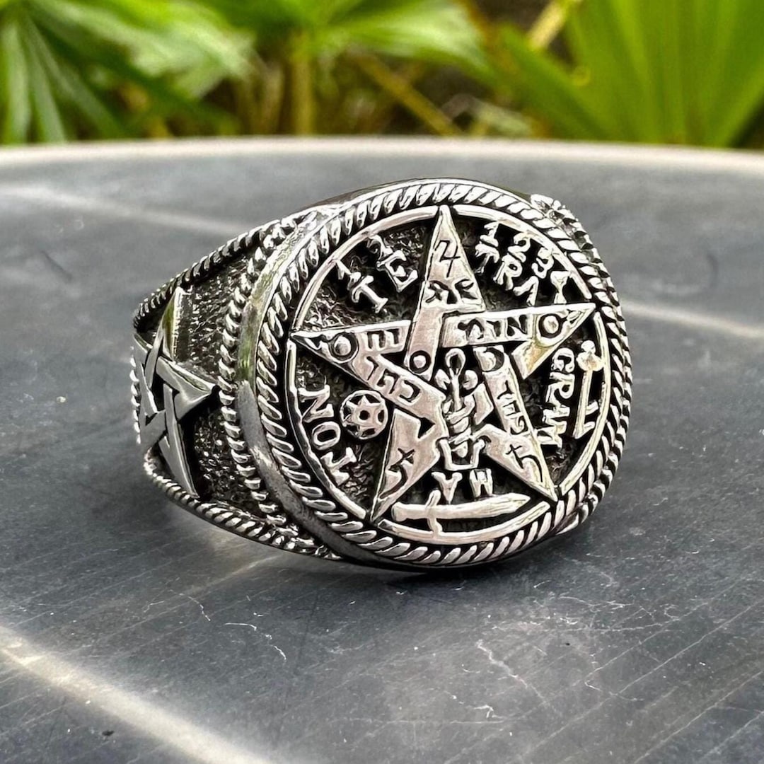 Handcrafted 925 Sterling Silver Tetragrammaton Pentagram YHVH Hebrew ...