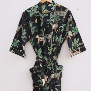 EXPRESS DELIVERY Cotton Kimono Robes, Wild Life Animal Print Kimono ...