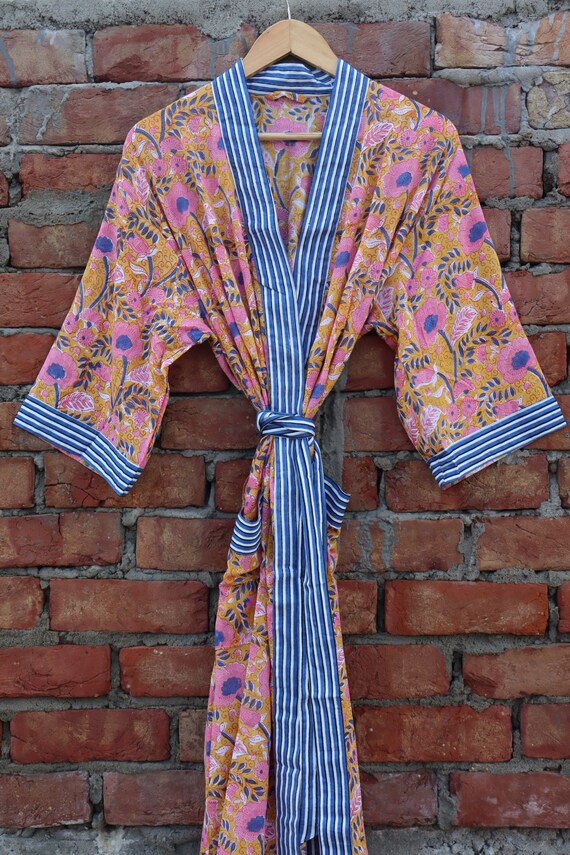 Block Print Robes Bridesmaid Kimono Robe Floral Kimono | Etsy
