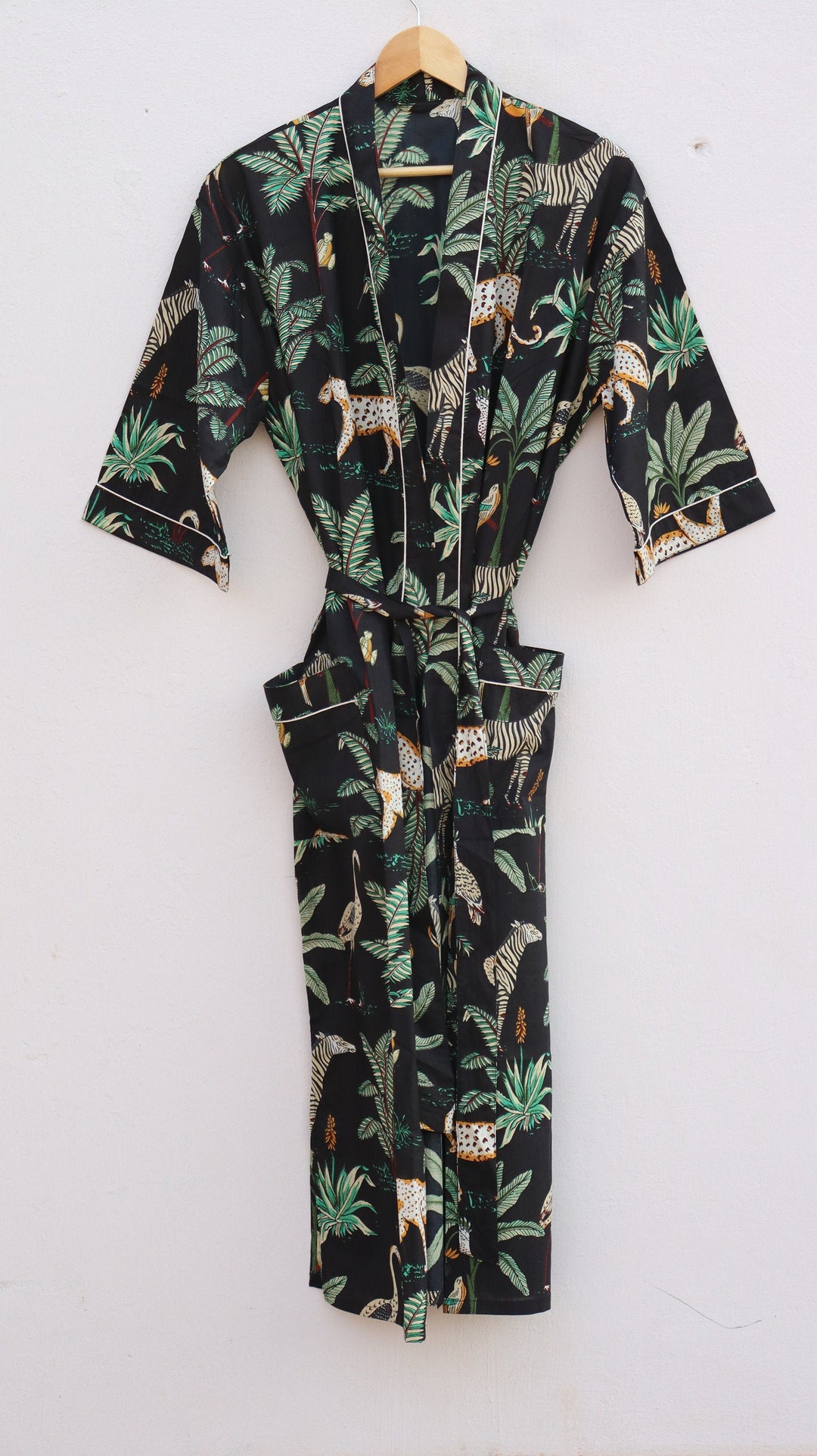 EXPRESS DELIVERY Cotton Kimono Robes, Wild Life Animal Print Kimono ...