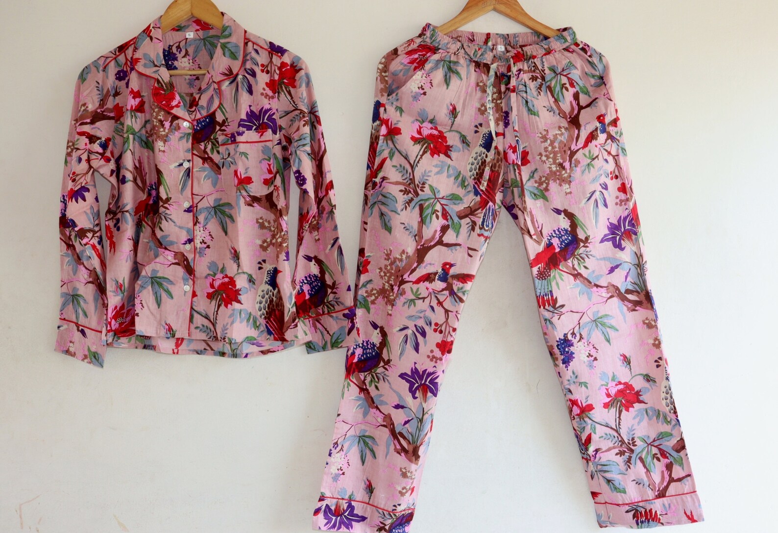 Adult Pyjamas/ Bird Print Pure Cotton P J Set Payjama Set - Etsy