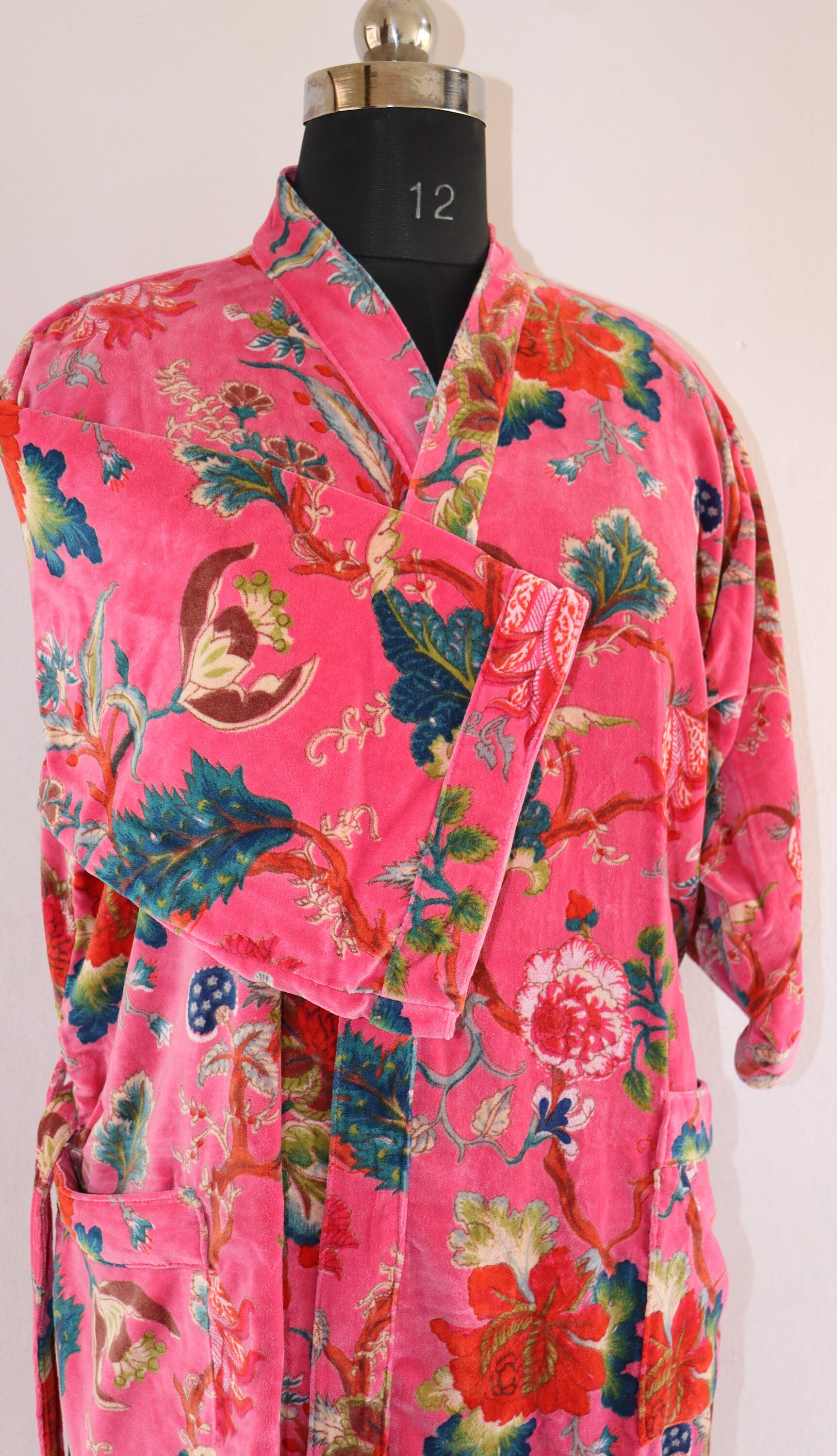 Floral Print Velvet Boho Jacket Japanese Kimono Style Ethic - Etsy