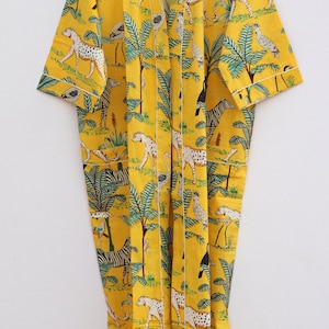 Cotton Kimono Robes, Wild Life Animal Print Kimono, Soft and ...