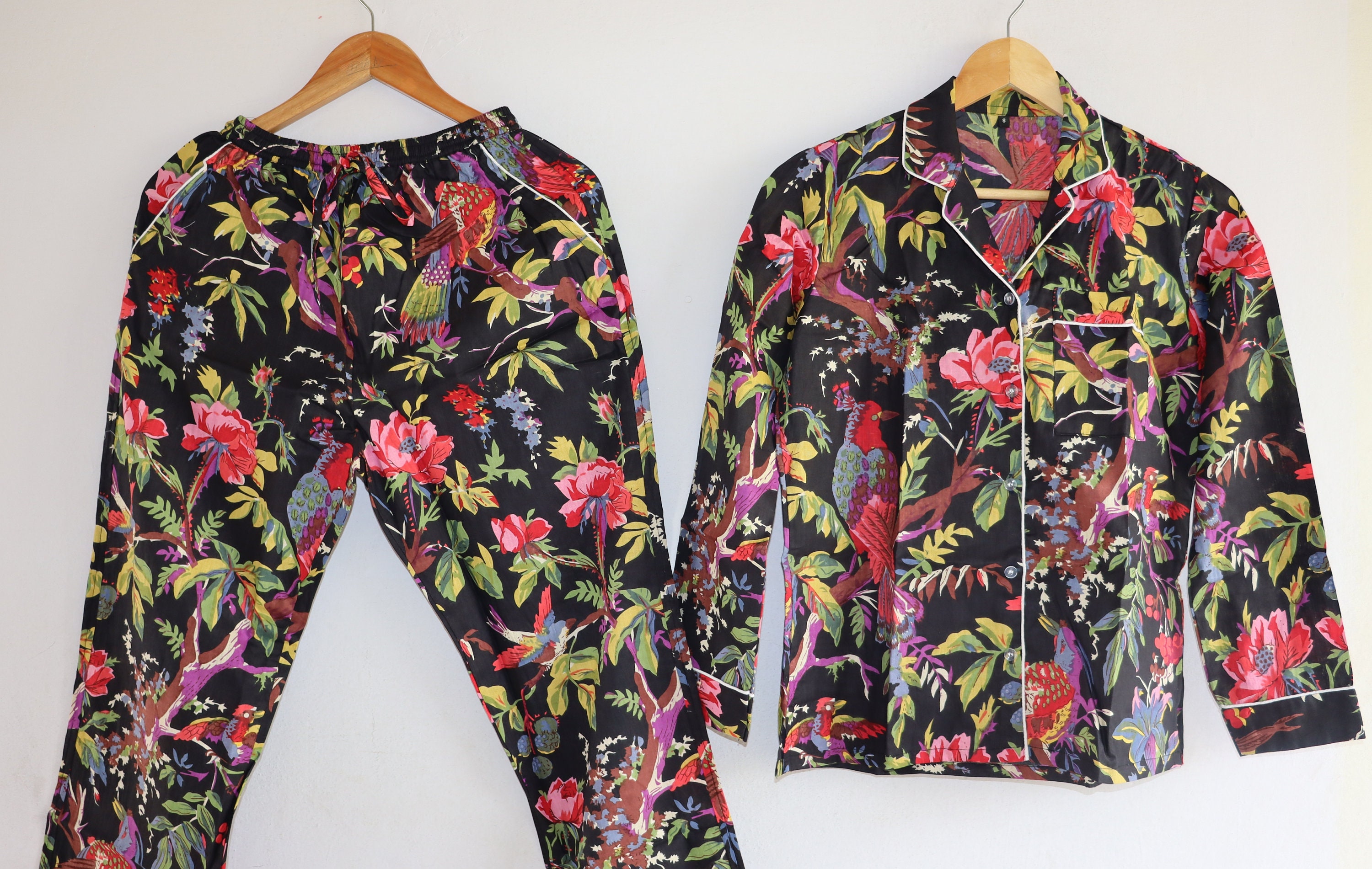 Adult Pyjamas/ Bird Print Pure Cotton P J Set Payjama Set - Etsy