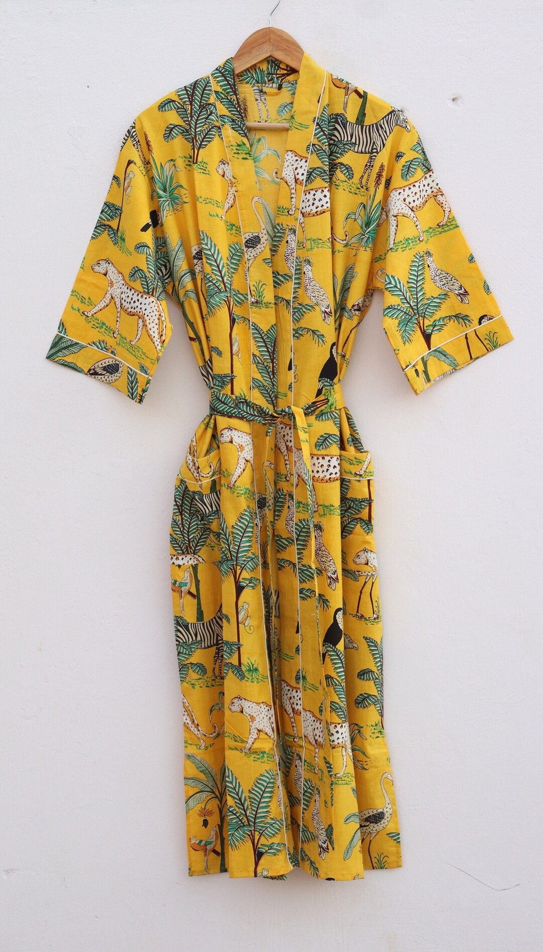 Cotton Kimono Robes, Wild Life Animal Print Kimono, Soft and ...