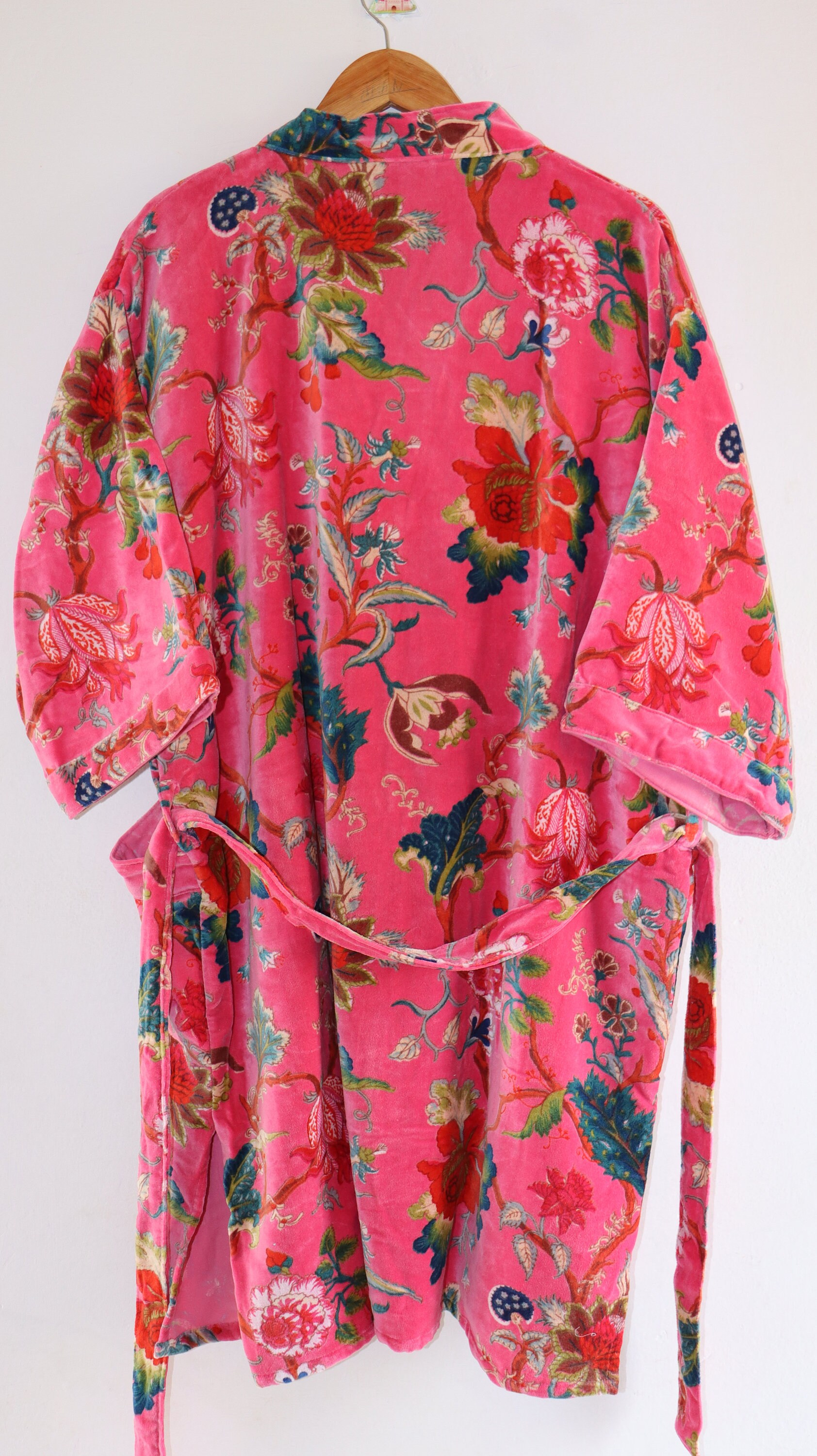 Floral Print Velvet Boho Jacket Japanese Kimono Style Ethic - Etsy