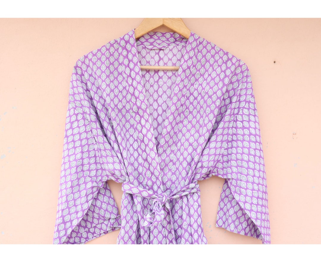 Beautiful Indian Hand Block Print Cotton Kimono Bohemian Vintage Kimono ...