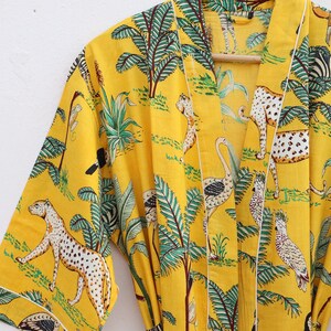 Cotton Kimono Robes, Wild Life Animal Print Kimono, Soft and ...