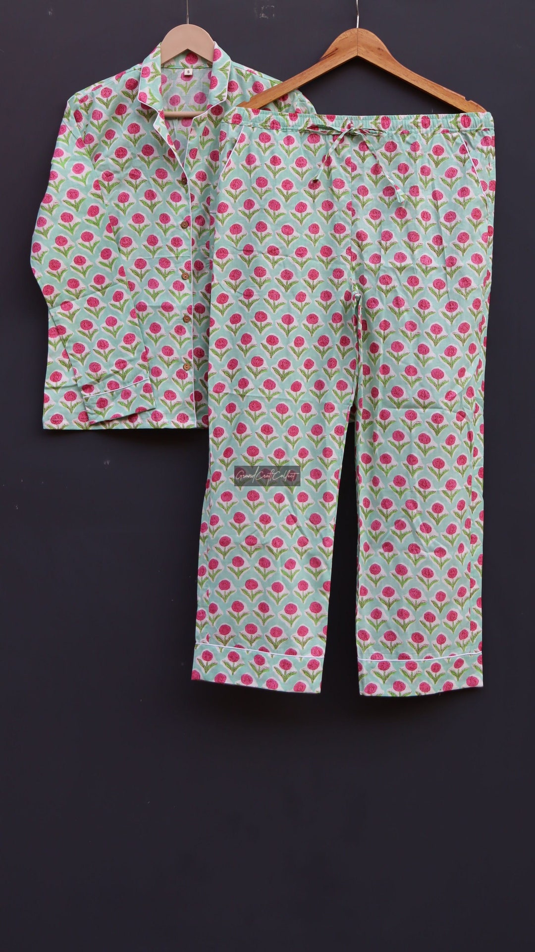 Adult Pyjamas/ Floral Print Pure Cotton P J Set, Payjama Set ,indian ...