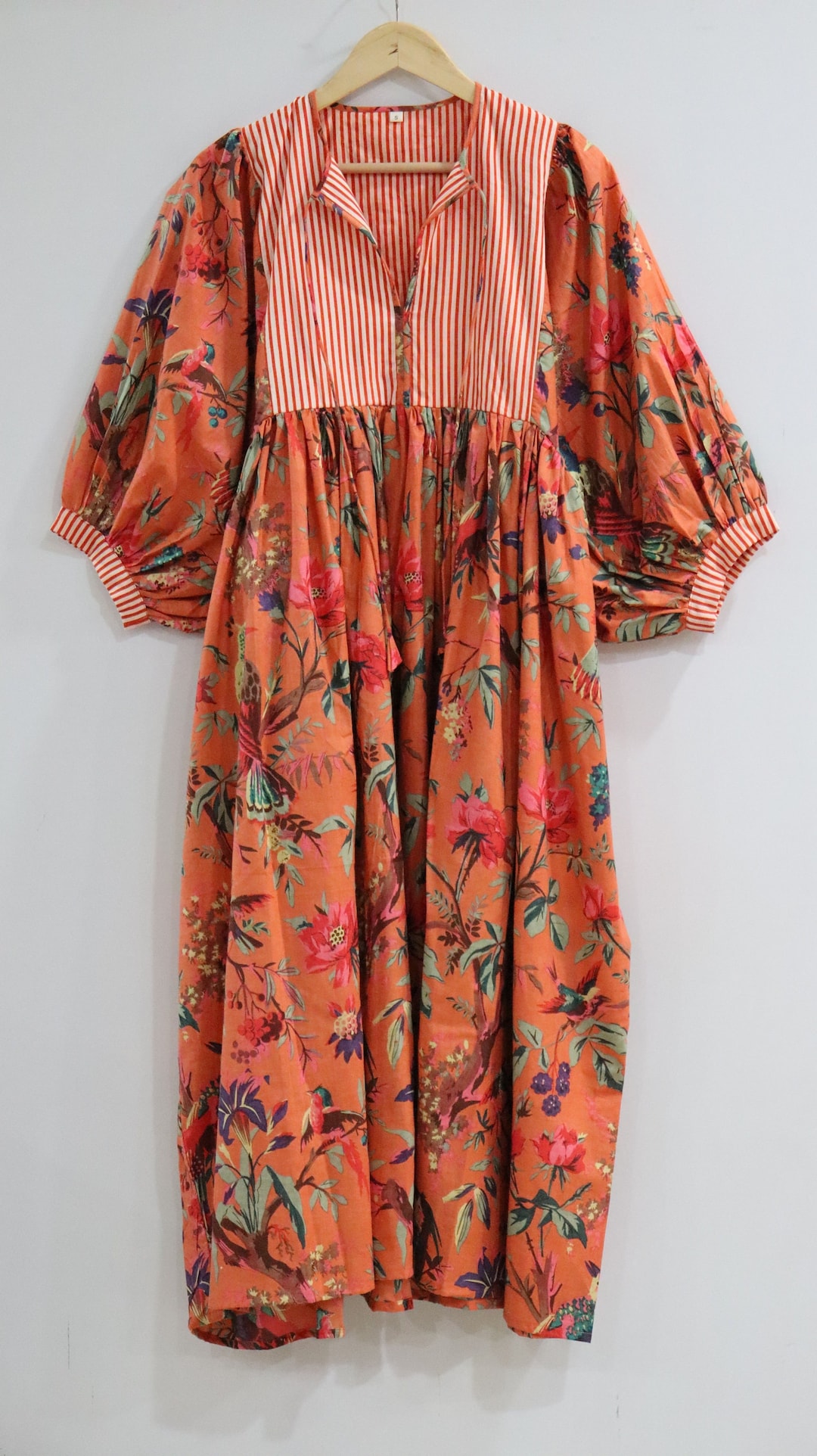 Midi Dress, Mini Dress, Bird Print Dress, Deep Neck With String Closer ...