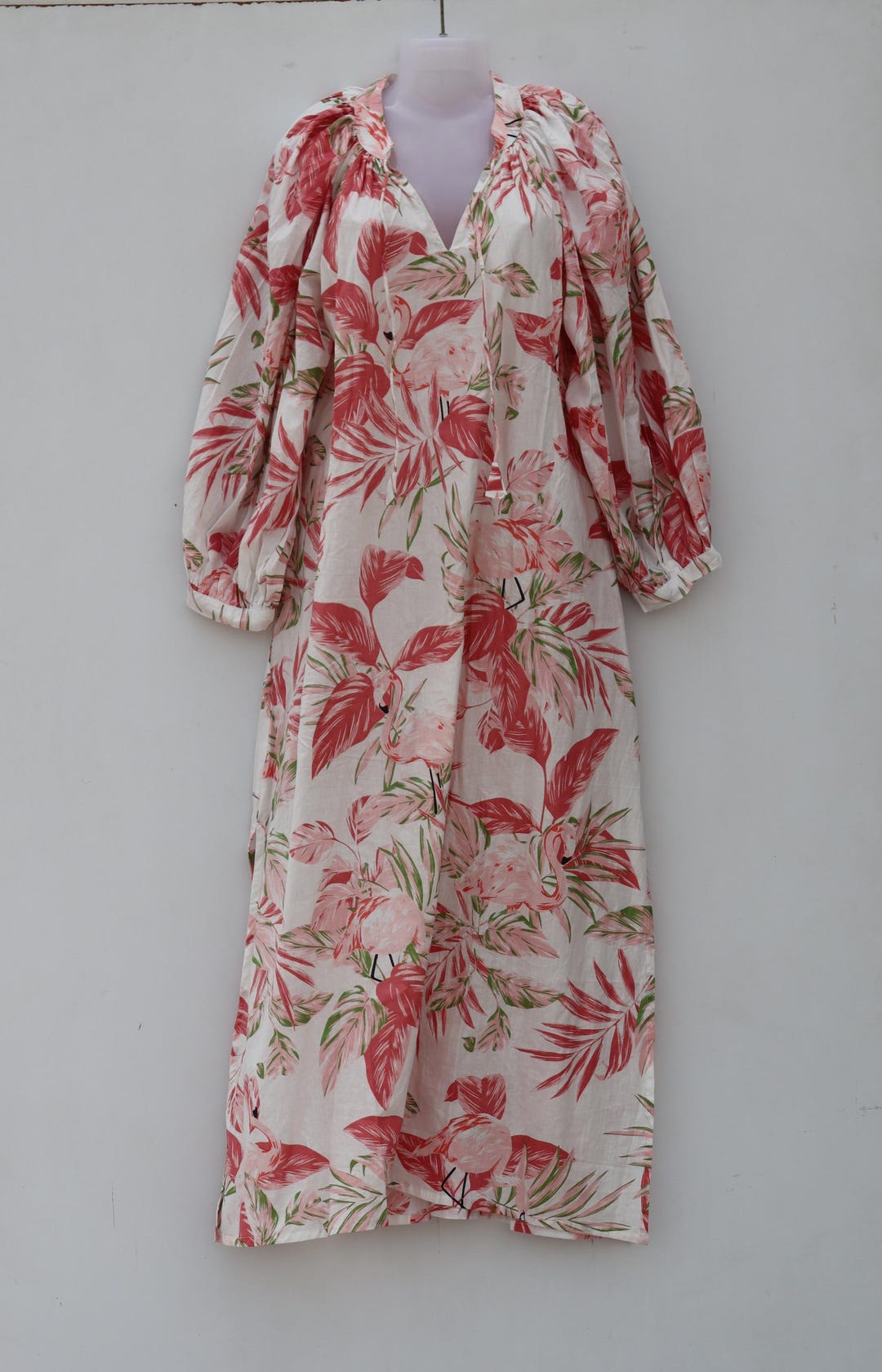 Floral Hand Block Print Kyra Midi Dress | Bohemian Cotton Dress ...