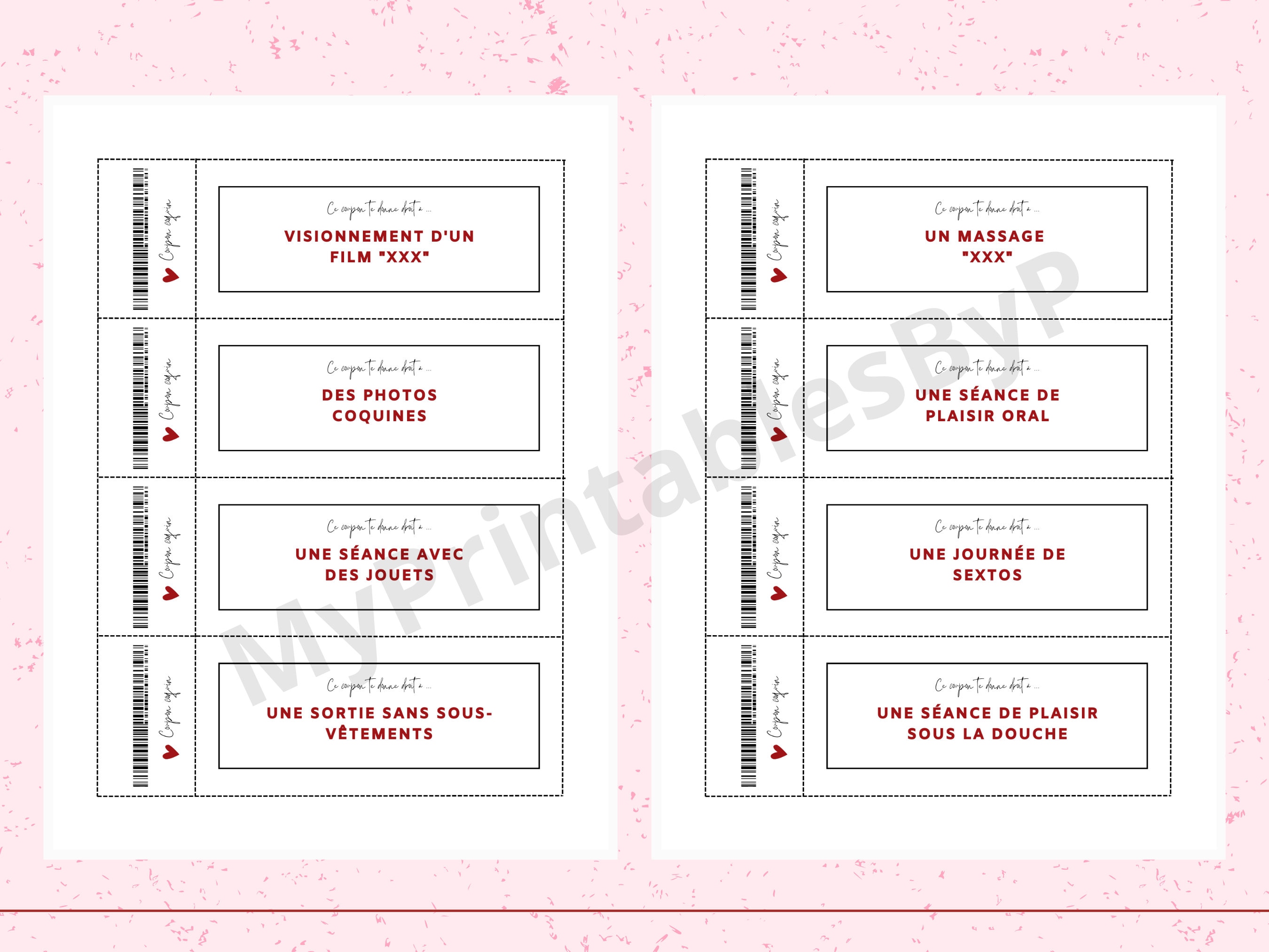 Coupons D'amour Pour Couple à Imprimer, Coupons Sexy Pour Elle Et Lui, Cadeau Coquin Pour Lui ...