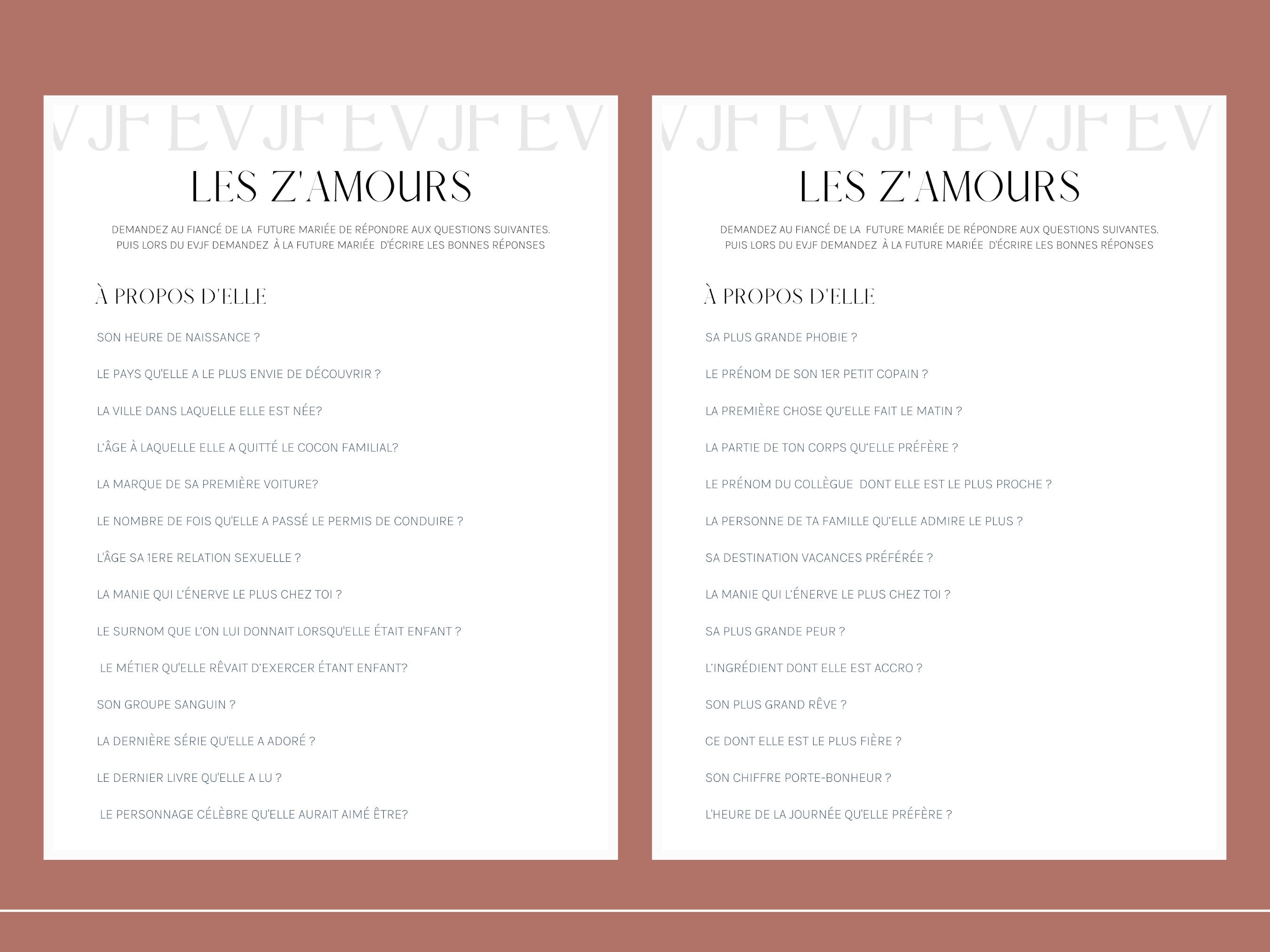 Jeu Evjf Les Zamours à Imprimer Et à Télécharger Jeu Enterrement Vie 6221