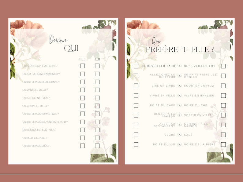 8 Jeux EVJF à Imprimer Et à Télécharger - Thème Florale - Jeux ...