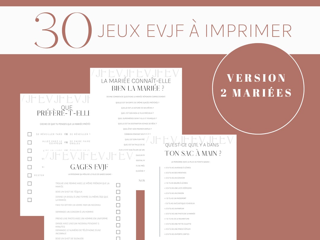 30 Jeux EVJF à Imprimer – 2 Mariées / Lesbiennes | Enterrement De Vie ...