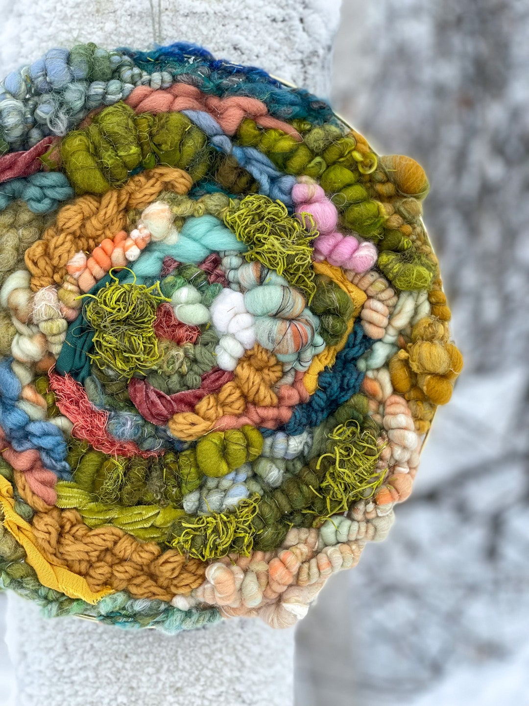 Round Pastel Colored Weaving/ daydreaming of Spring - Etsy