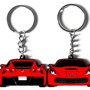 Keychain for Chevy Corvette 7th Gen Double-sided 2014-2019 Key Ring ...