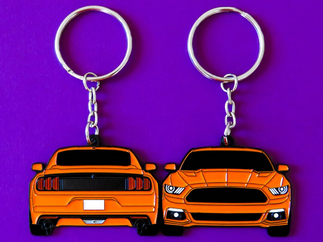 Keychain for Mustang 6th Gen ORANGE Double-sided 2015-2017 Key Ring ...