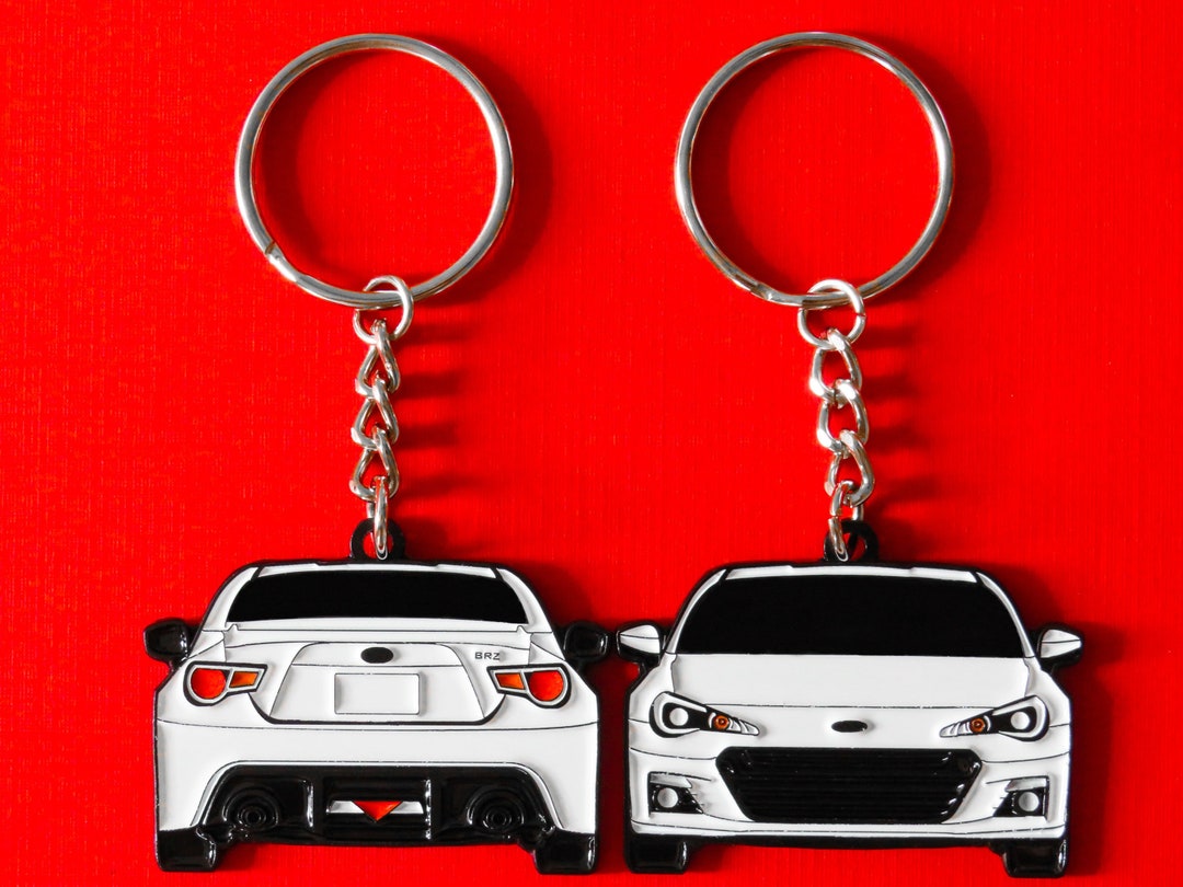 Keychain for Subaru BRZ Enamel White Double-sided JDM Keyring Gifts for ...