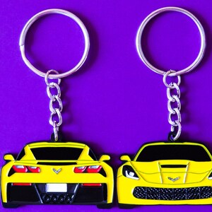 Keychain for Chevy Corvette 7th Gen Double-sided 2014-2019 Key Ring ...