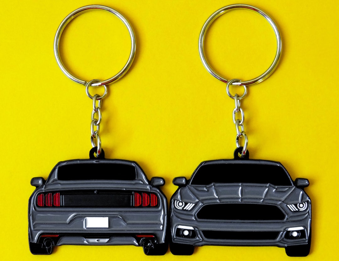 Keychain for Mustang 6th Gen GRAY Double-sided 2015-2017 Keyring Gifts ...