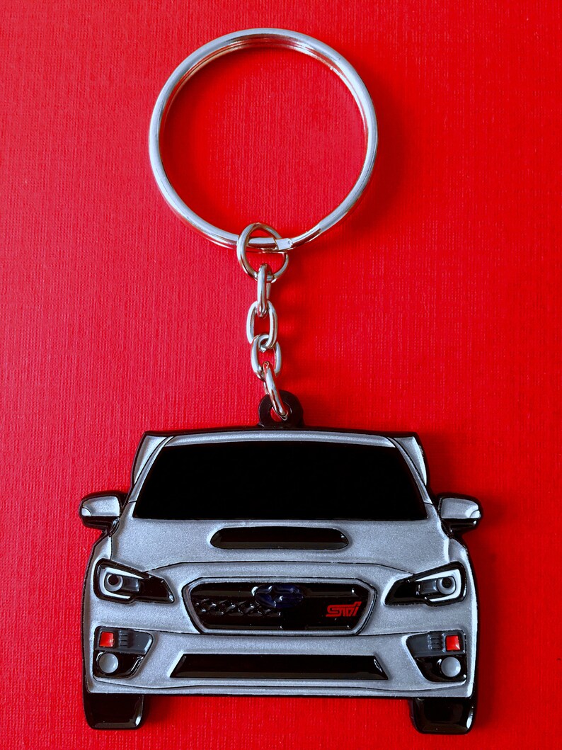 Keychain for Subaru WRX Sti Silver Double-sided JDM Keyring Gifts for ...
