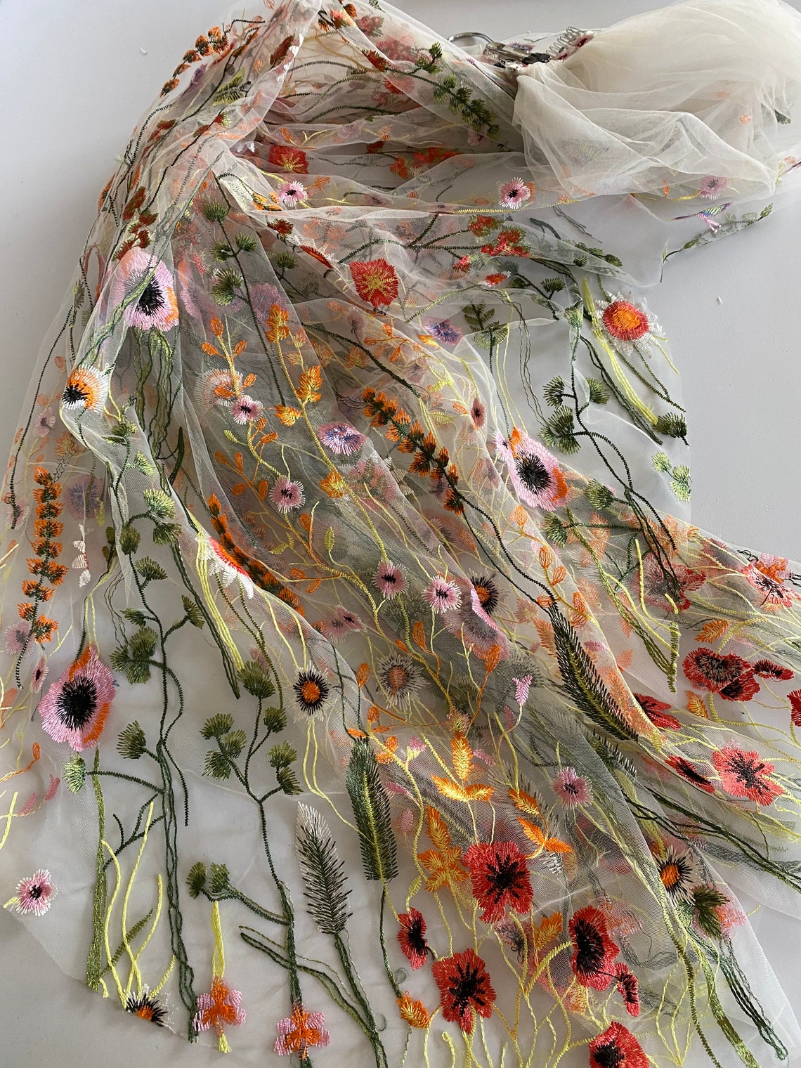 Orange Wildflower Bridal Veil Summer Fall Wedding Floral - Etsy