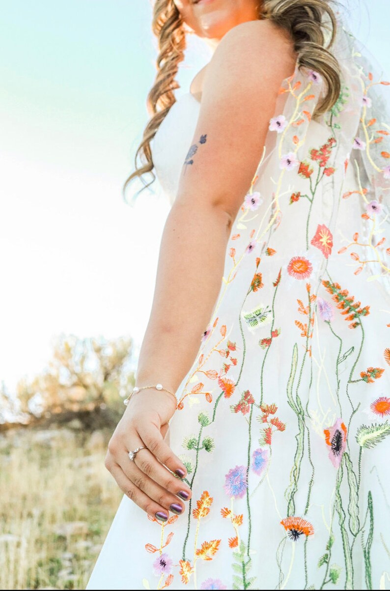 ORANGE WILDFLOWER: Bridal Veil Summer Fall Wedding Floral - Etsy