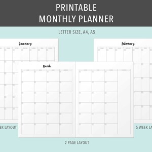 Printable Undated Monthly Calendar, Digital Planner, Calendars ...