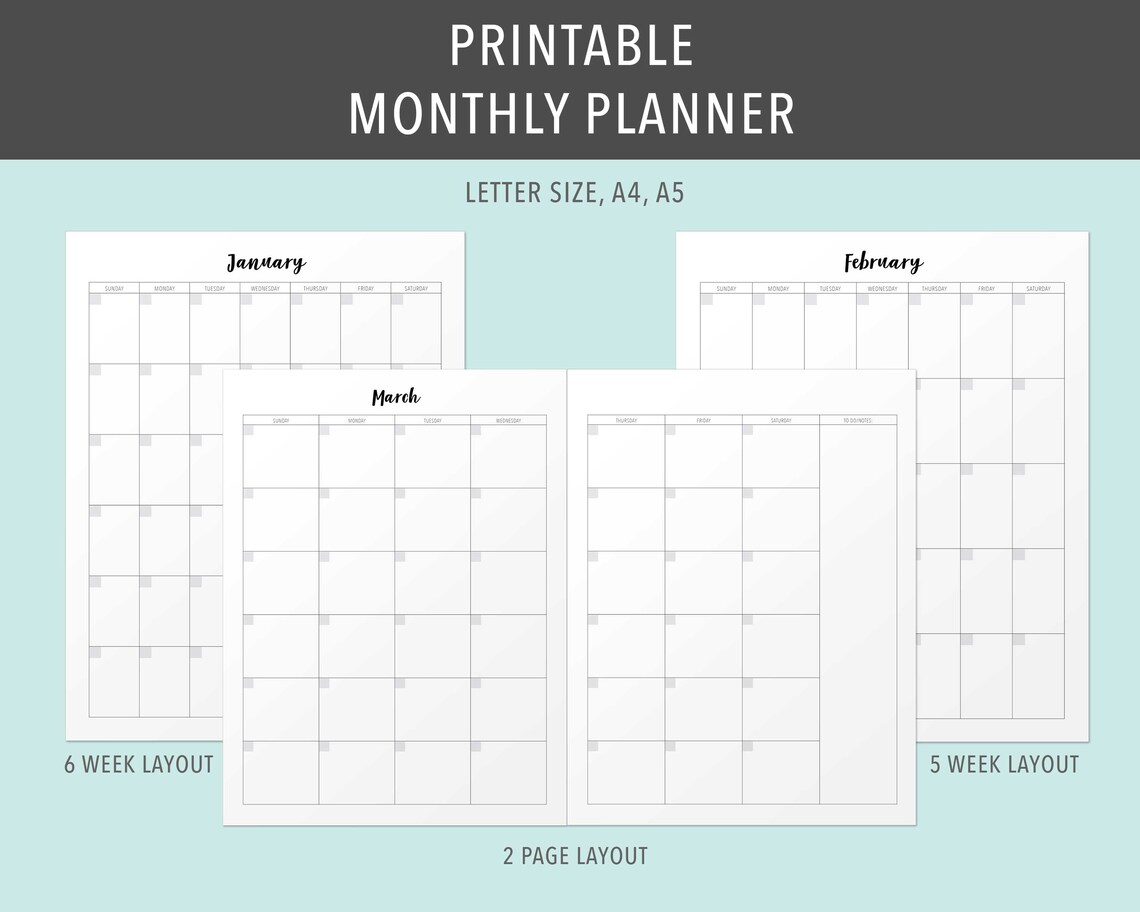 PRINTABLE Planner Bundle With Daily Weekly and Monthly - Etsy