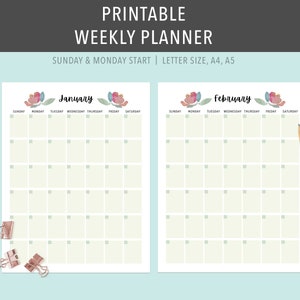 Printable Planner Bundle: Daily, Weekly and Monthly Planner Pages, to ...