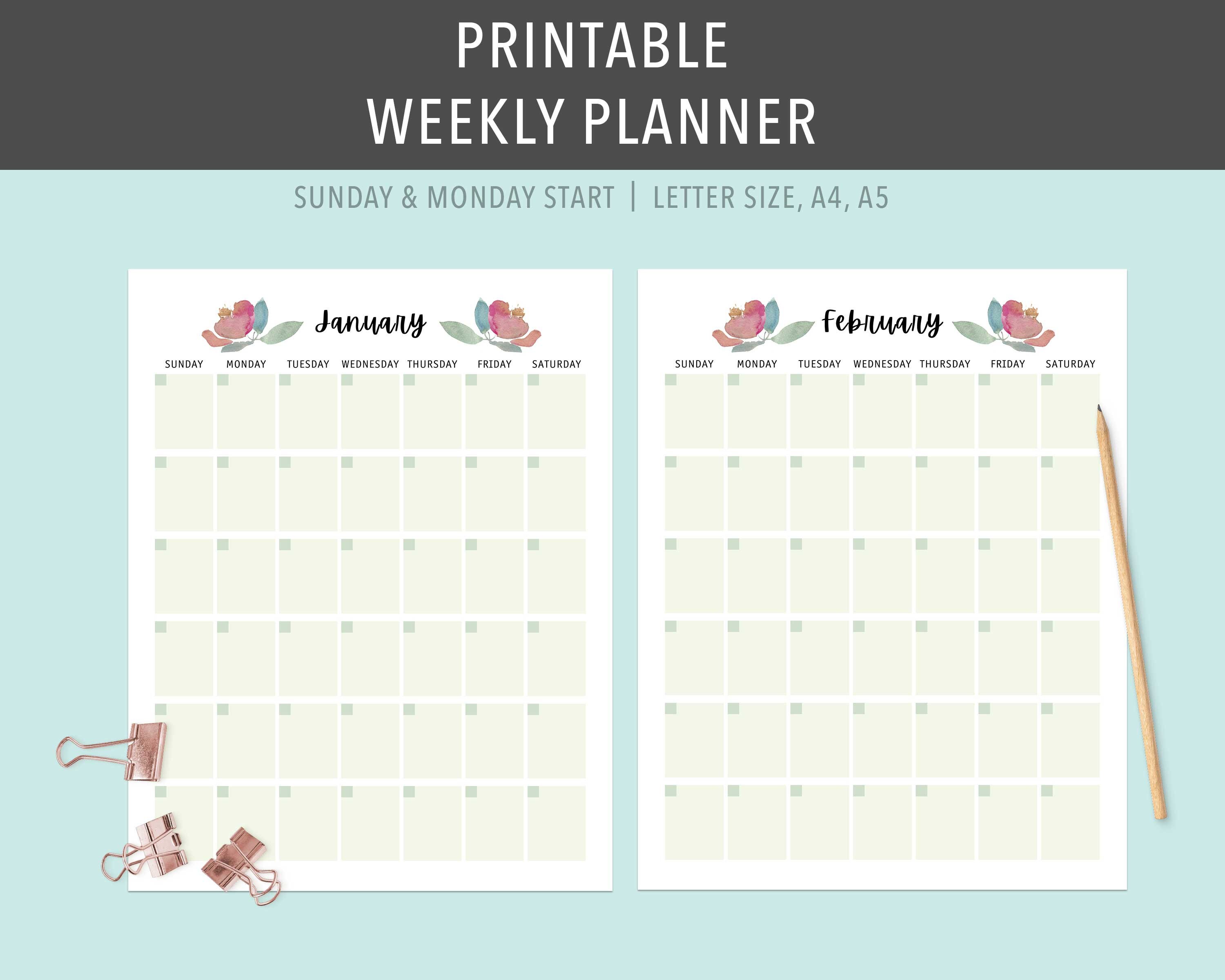 Printable Planner Bundle: Daily, Weekly and Monthly Planner Pages, to ...