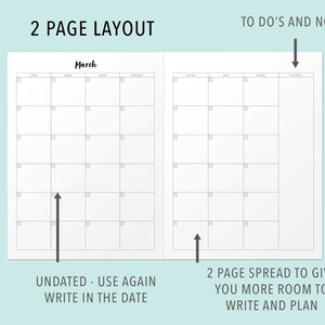 Printable Undated Monthly Calendar, Digital Planner, Calendars ...