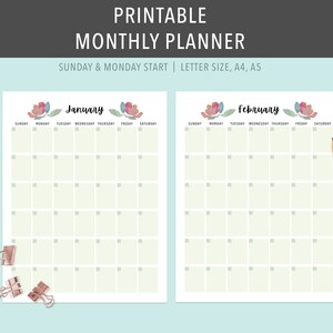 PRINTABLE Monthly Planner Pages Undated Planner Inserts, Monthly ...