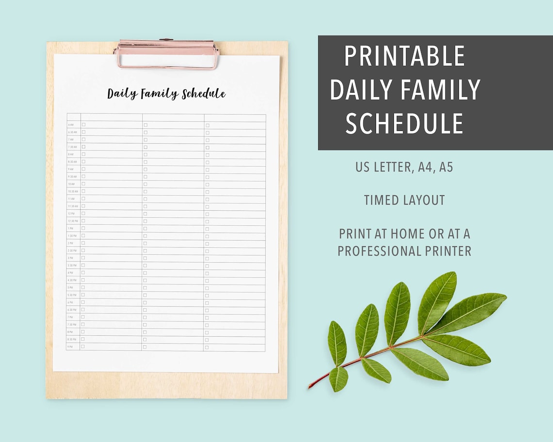 Daily Family Schedule, Family Schedule, Daily Schedule, Timed, Digital ...