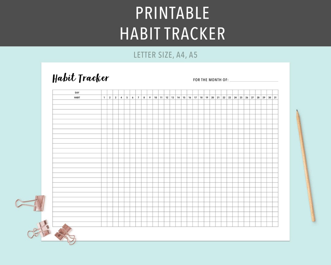 Daily Habit Tracker Printable, Goal Planner, Tracking Habits, Daily ...