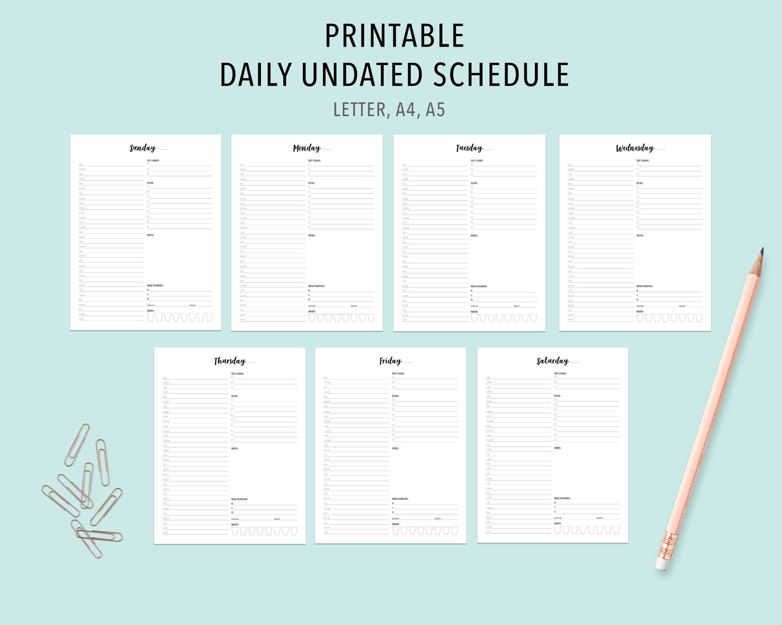 PRINTABLE Planner Bundle With Daily, Weekly, and Monthly Planners. Goal ...
