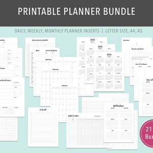 PRINTABLE Planner Bundle With Daily Weekly and Monthly - Etsy