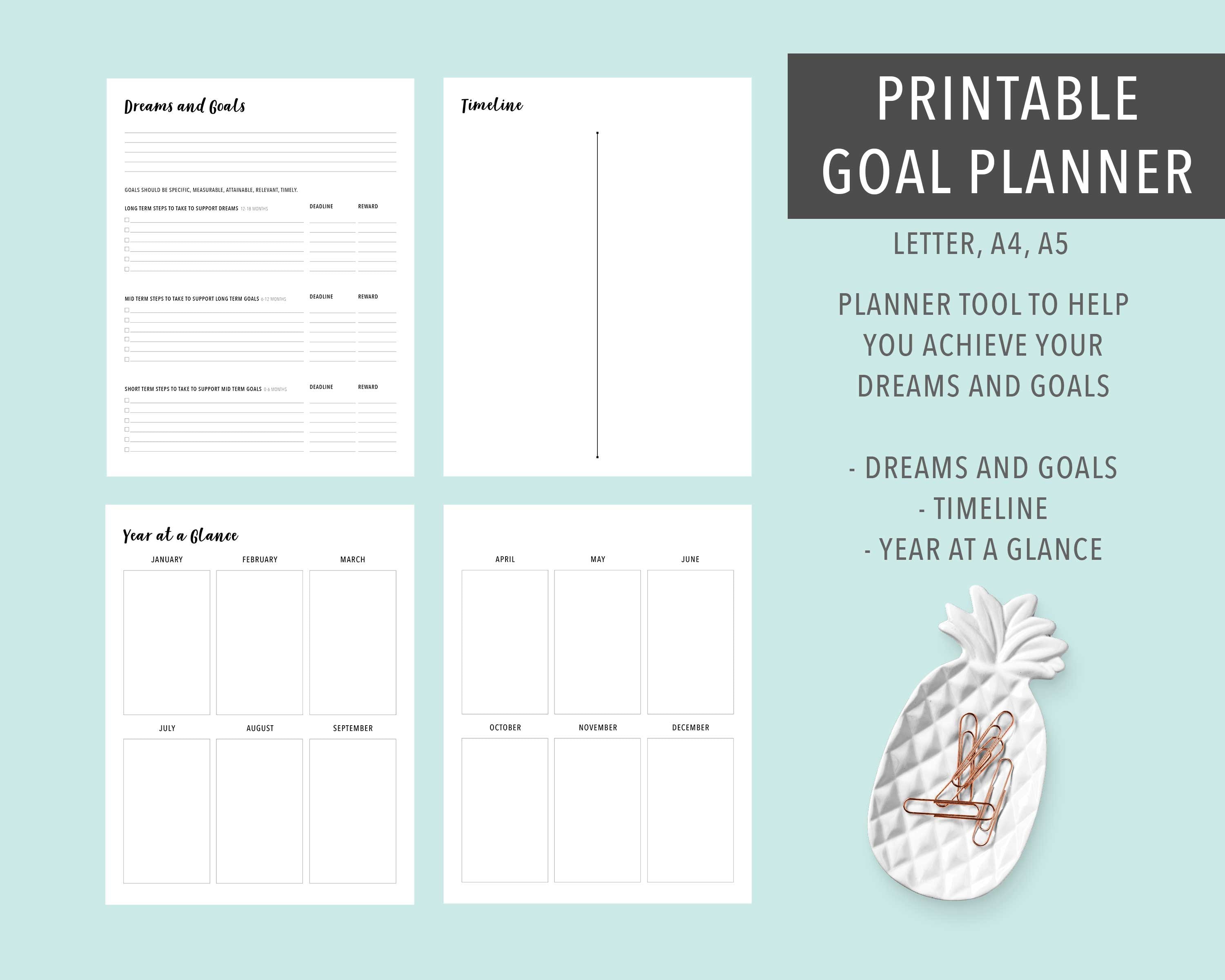 Goal Setting Kit Simple Minimal Ultimate Goal Planner Bundle Printable ...