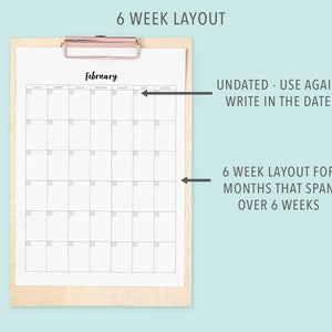 Printable Undated Monthly Calendar, Digital Planner, Calendars ...