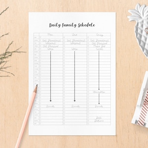 Daily Family Schedule, Family Schedule, Daily Schedule, Timed, Digital ...