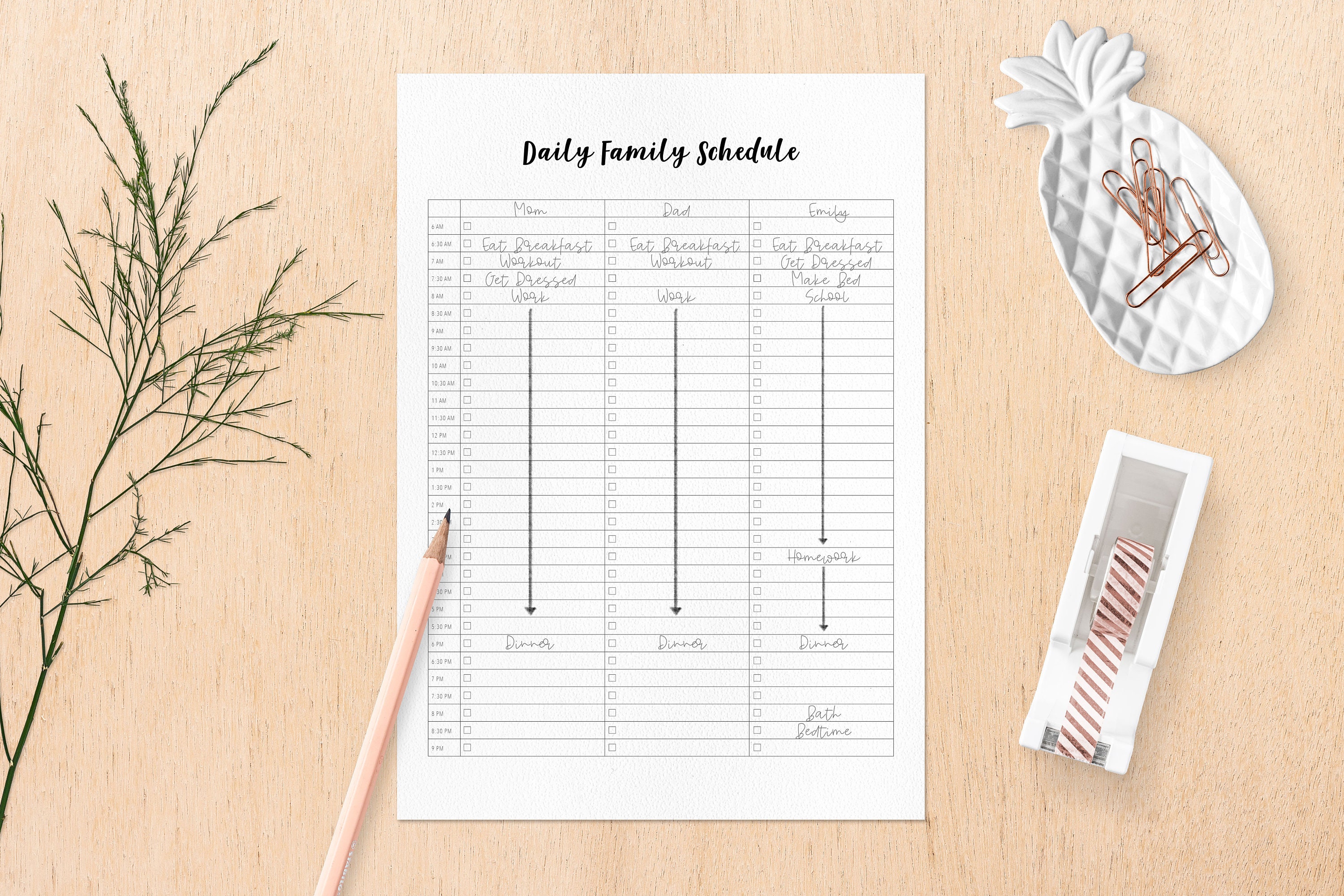 Daily Family Schedule, Family Schedule, Daily Schedule, Timed, Digital ...