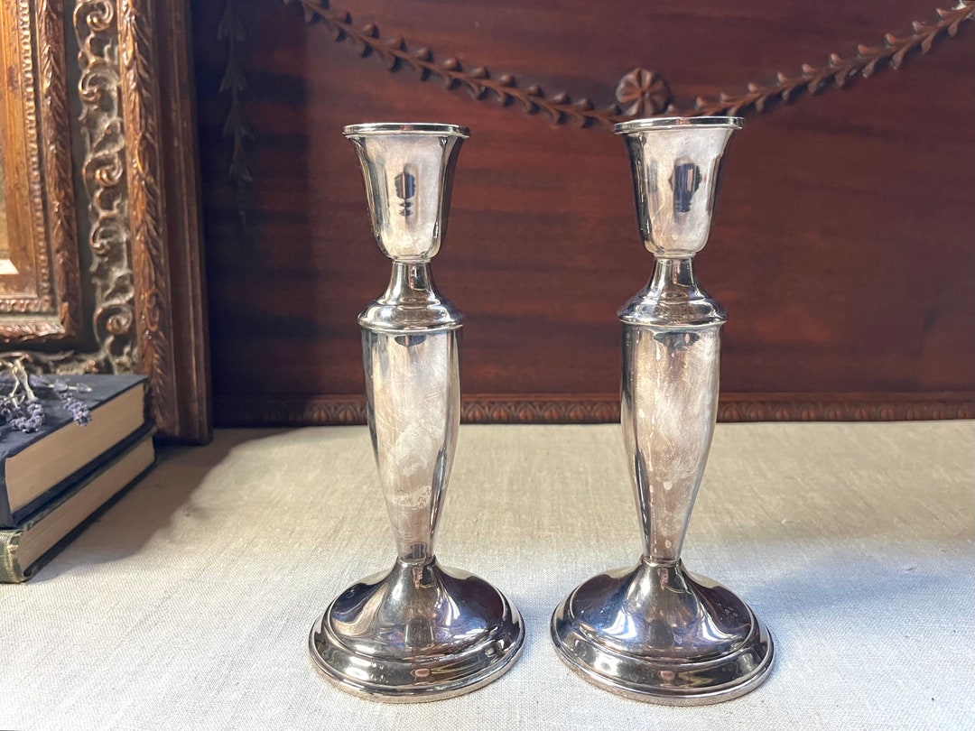Vintage Pair of Simplistic Towle Silver Plate Candlestick Holders - Etsy