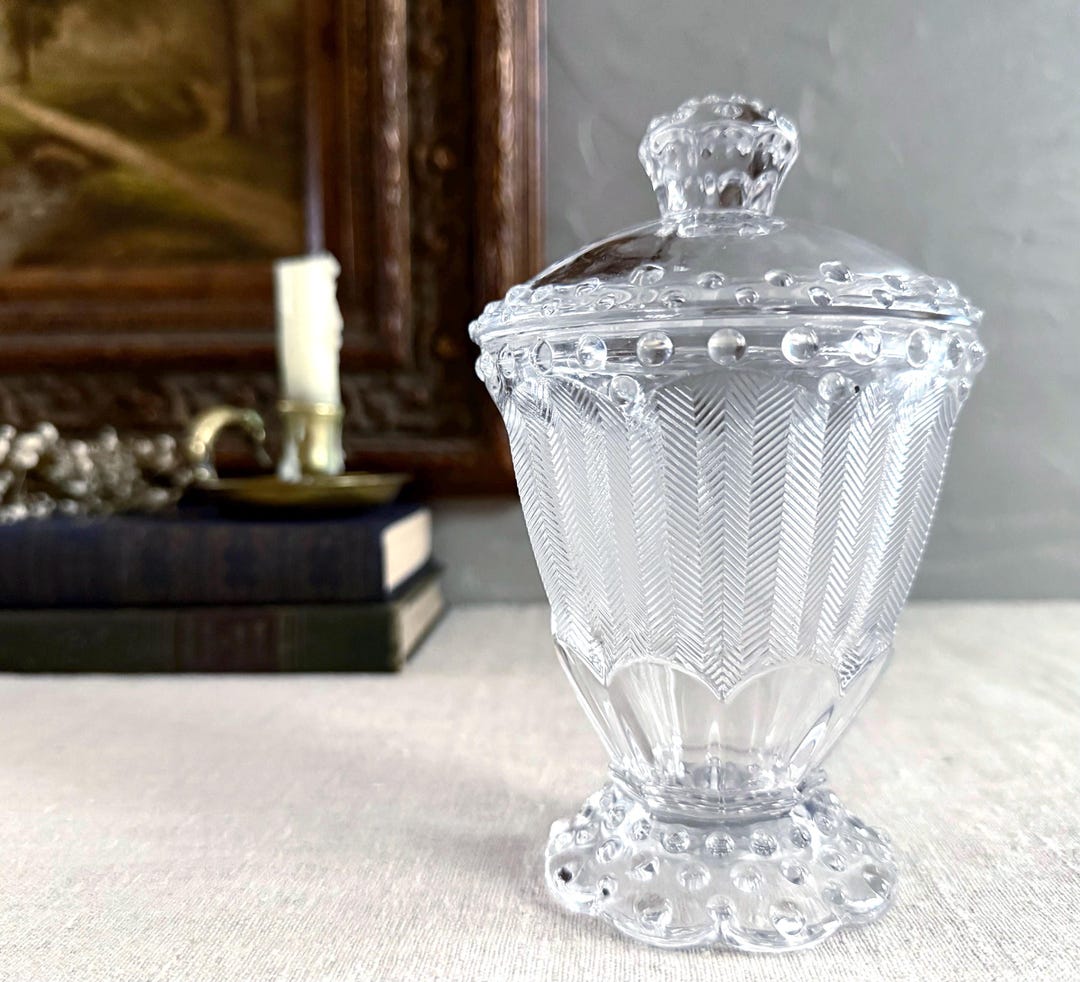 Beautiful Vintage Delicate Cut Glass Decorative Lidded Trinket Dish - Etsy