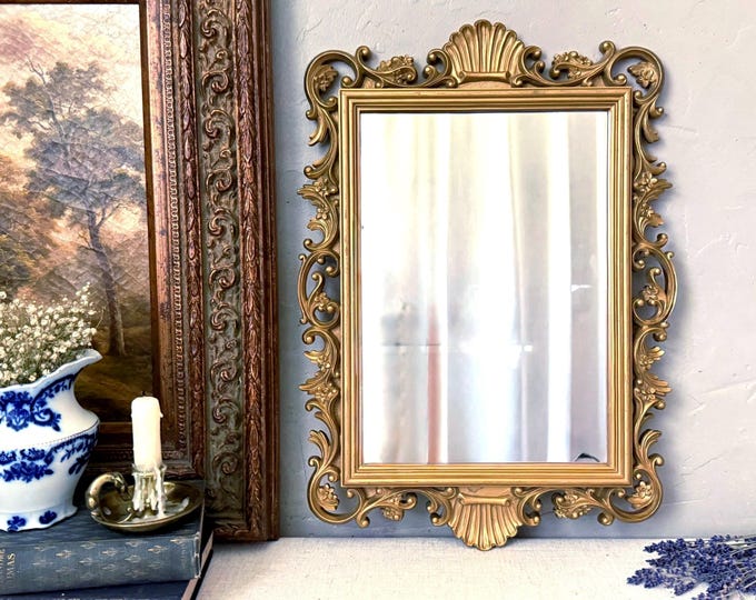 Beautiful Vintage Gold Gilt Floral Design Syroco Wall Mirror - Etsy
