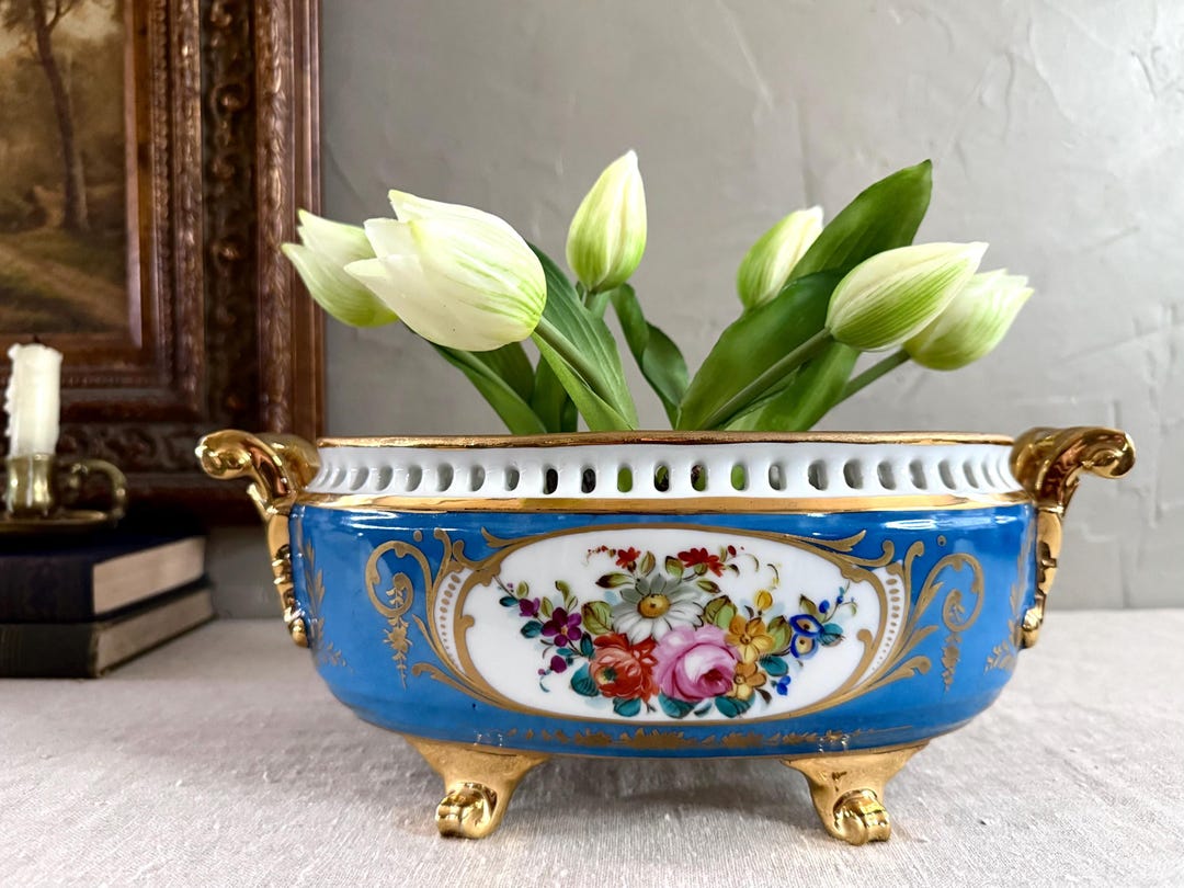 Beautiful Vintage French Victorian Sevres Style Floral Cachepot Planter ...
