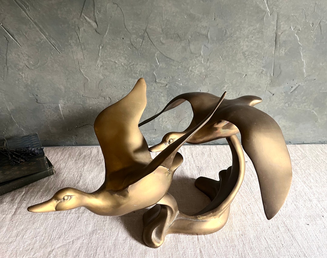Massive Vintage Mid Century Style Flying Pair of Brass Duck Statue - Etsy